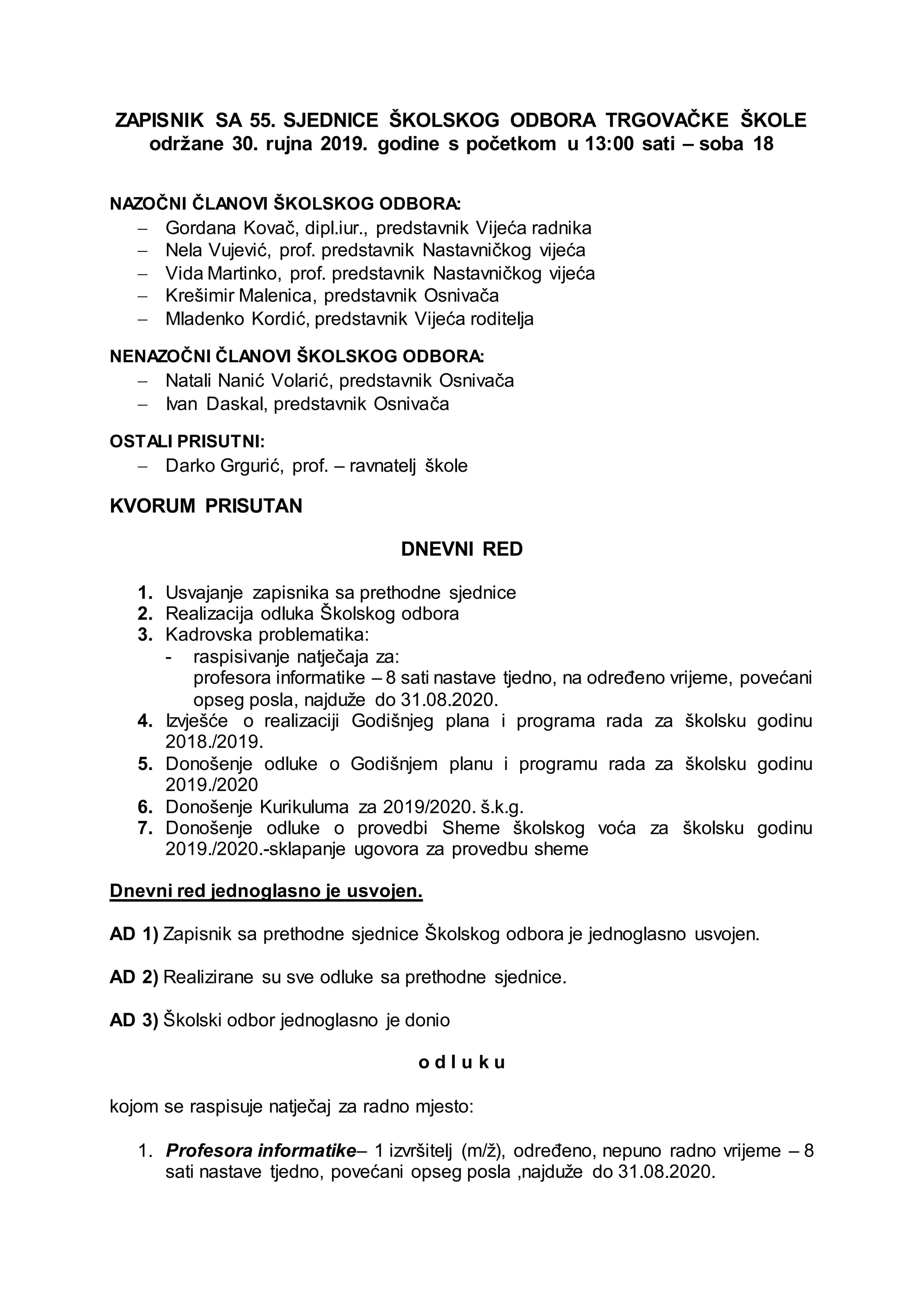 Zapisnik sa 55. sjednice -- 2019. | PDF