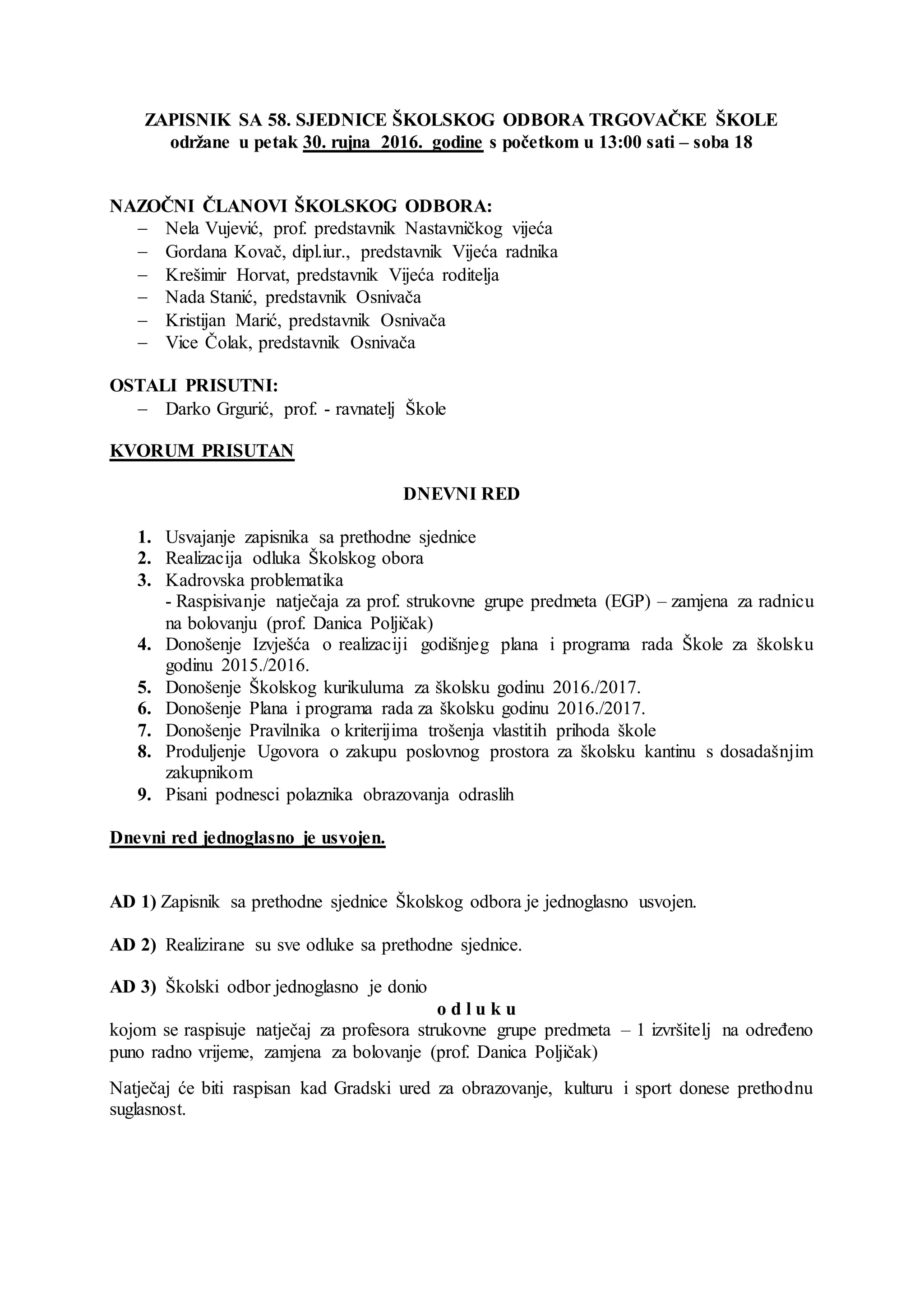 Zapisnik sa 58. sjednice | DOCX