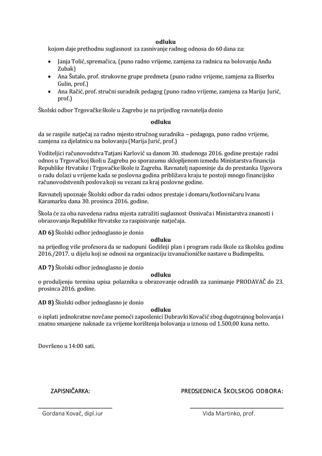 Zapisnik sa 61. sjednice | PDF