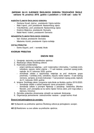 Zapisnik sa 61. sjednice - 2019. | PDF