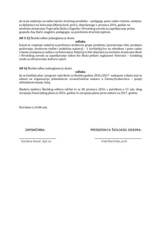 Zapisnik sa 62. sjednice - 2016. | PDF