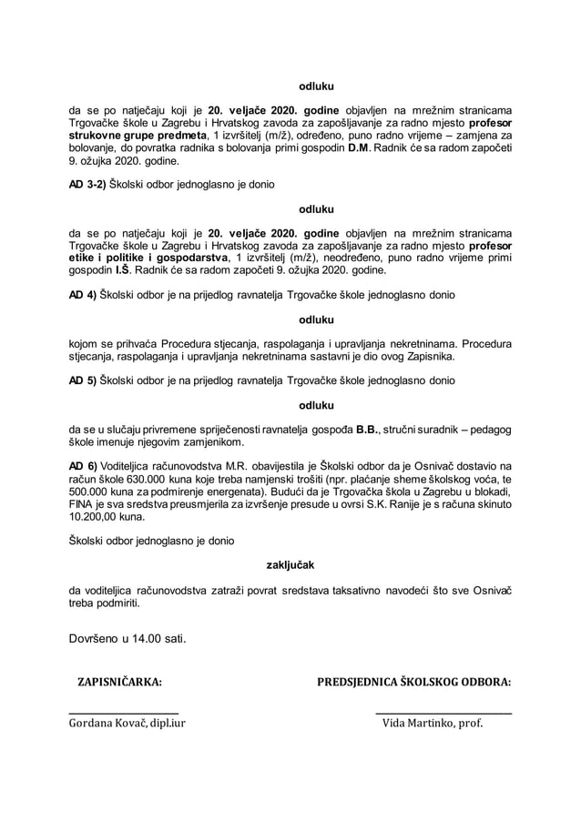Zapisnik sa 67. sjednice - 2020. | DOCX