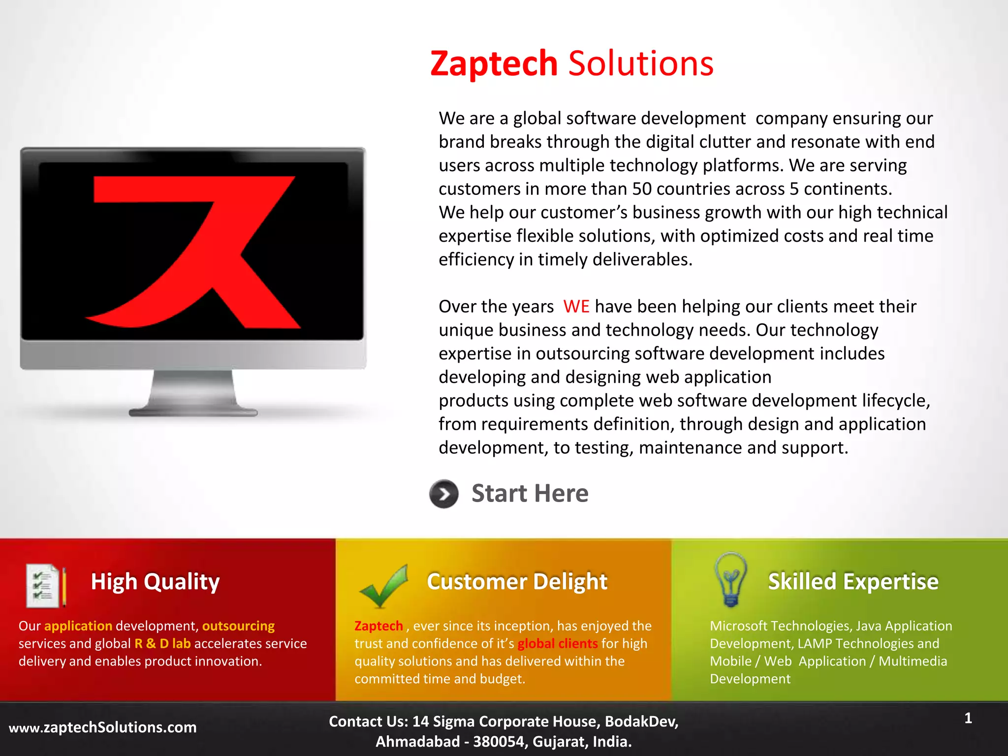 Zaptech Solutions Company Profile | PPTX
