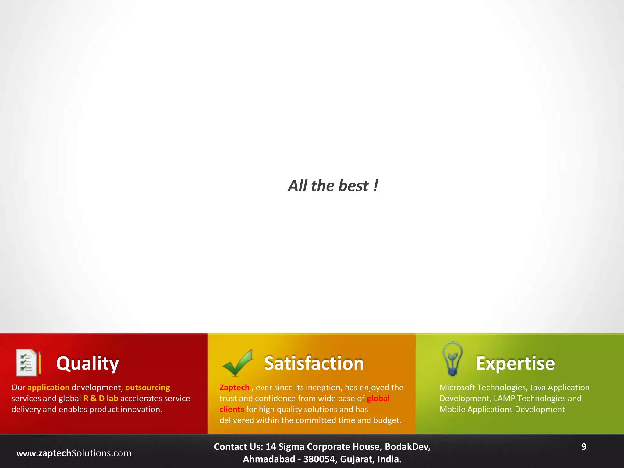 Zaptech Solutions Company Profile | PPTX