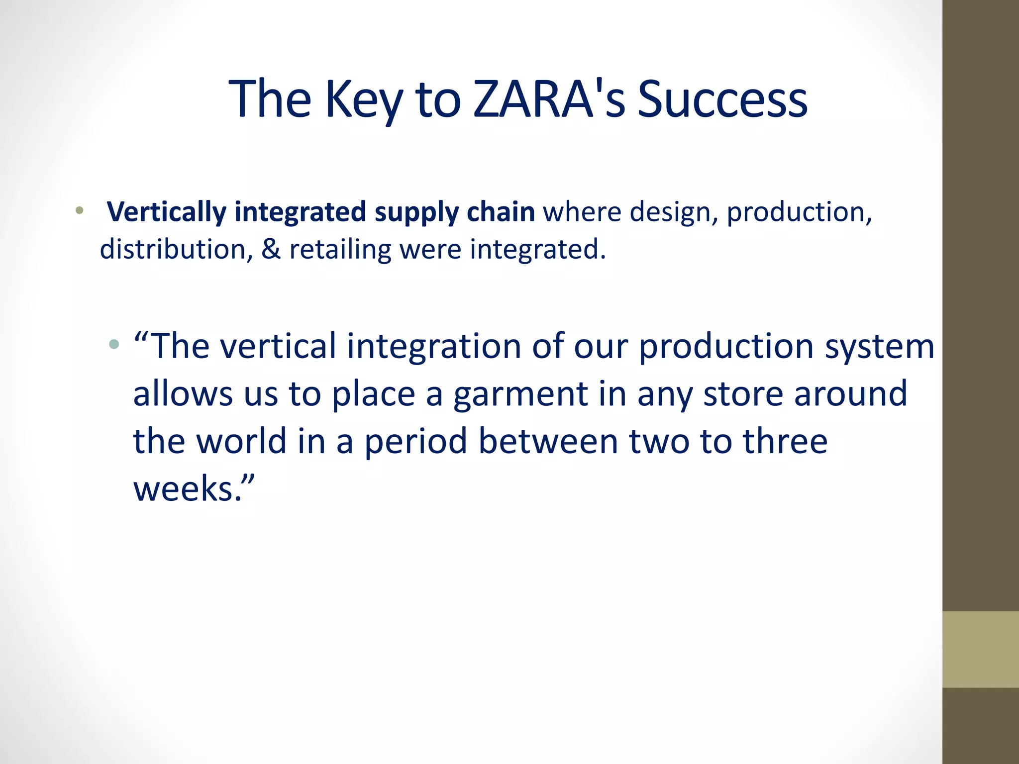 Zara - supply chain & value creation | PPTX