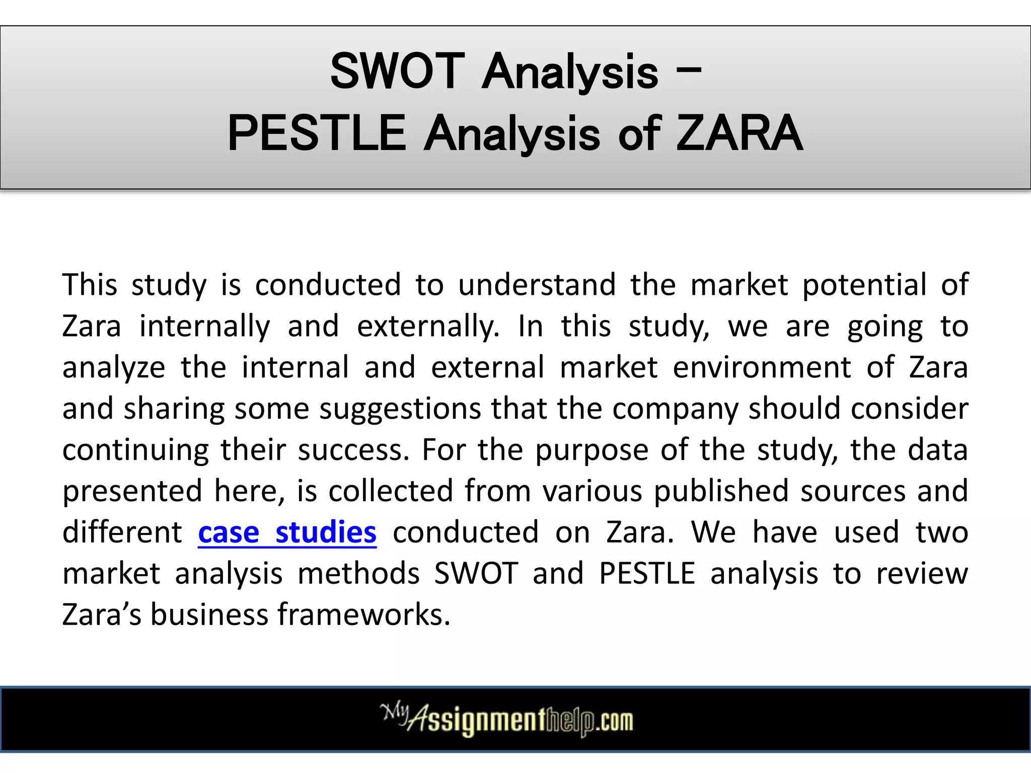 ZARA Case Study- PESTLE - SWOT Analysis | PPTX