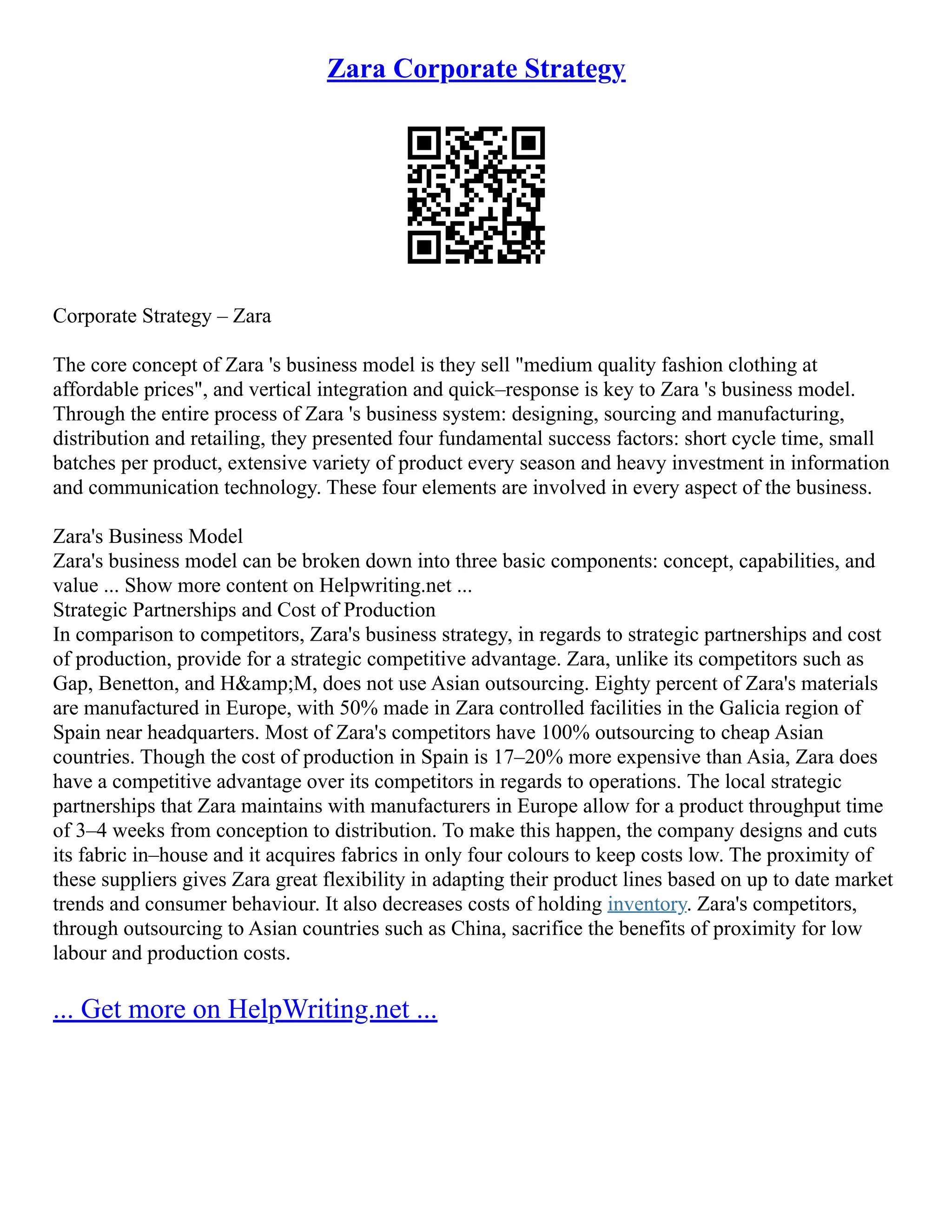 Zara Corporate Strategy | PDF | Weather | Science