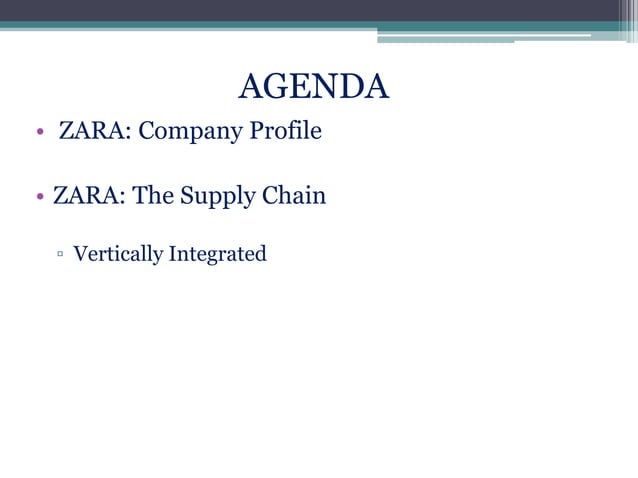 Supply Chain Management of ZARA | PPTX | Apparel Industry | Industries