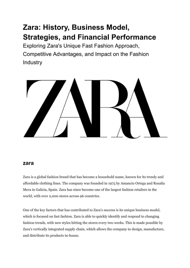 Zara_ History, Business Model, Strategies, and Financial Performance.pdf
