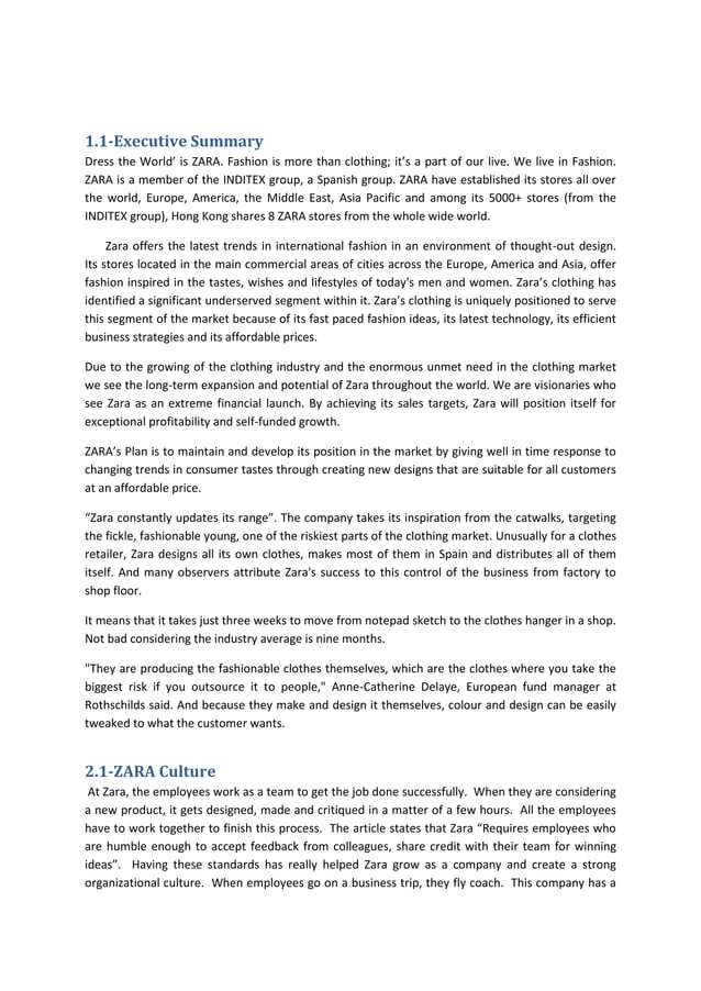 Zara marketing plan | DOCX