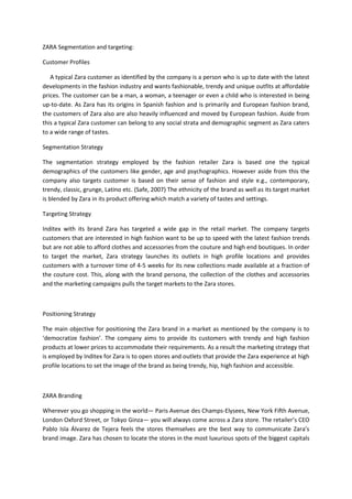 Zara marketing plan | DOCX