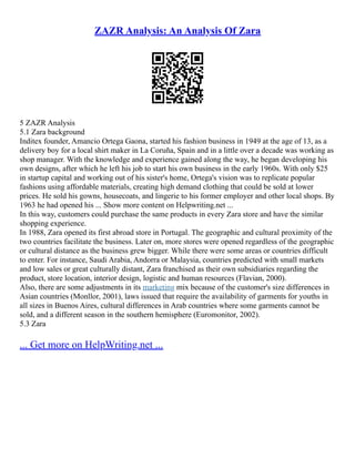 Zara Operations Management | PDF