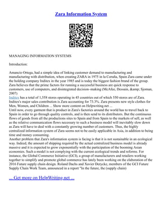 Zara Operations Management | PDF