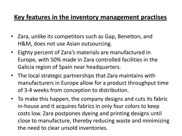 Zara Inventory Management