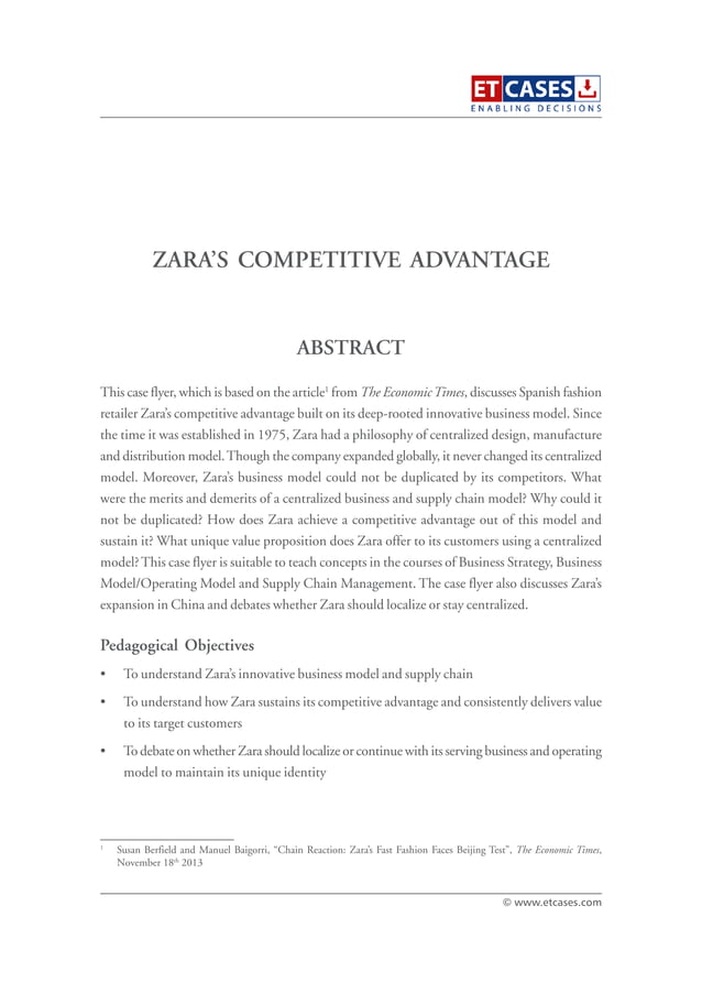 Zara’s competitive advantage | PDF