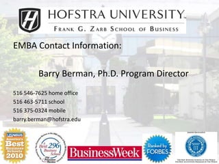 Zarb School EMBA Program | PPTX