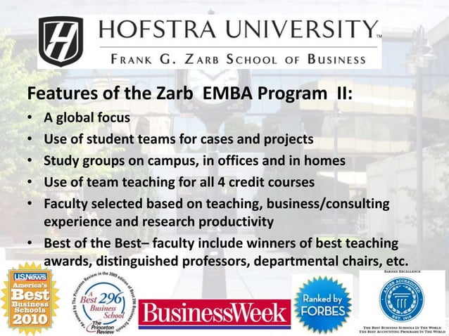 Zarb School EMBA Program | PPTX