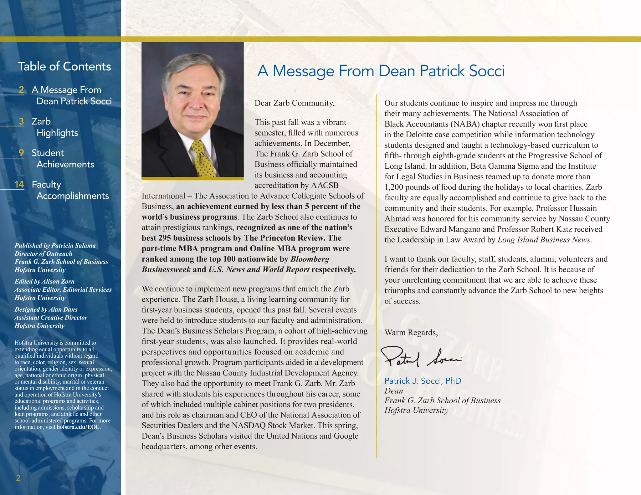 Zarb Newsletter Spring 2014 | PPT