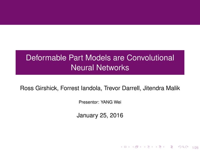 Deformable Part Models Are Convolutional Neural Networks Ppt