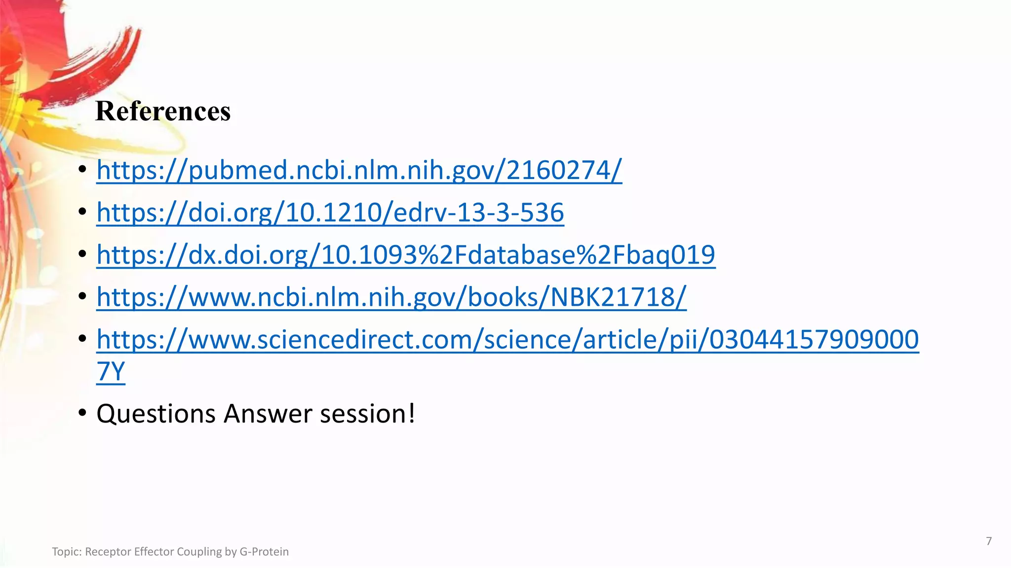 Receptor Effector coupling by G-Proteins Zarlish attique 187104 | PPT