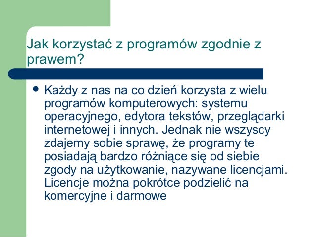 Zasady korzystania z programów komputerowych