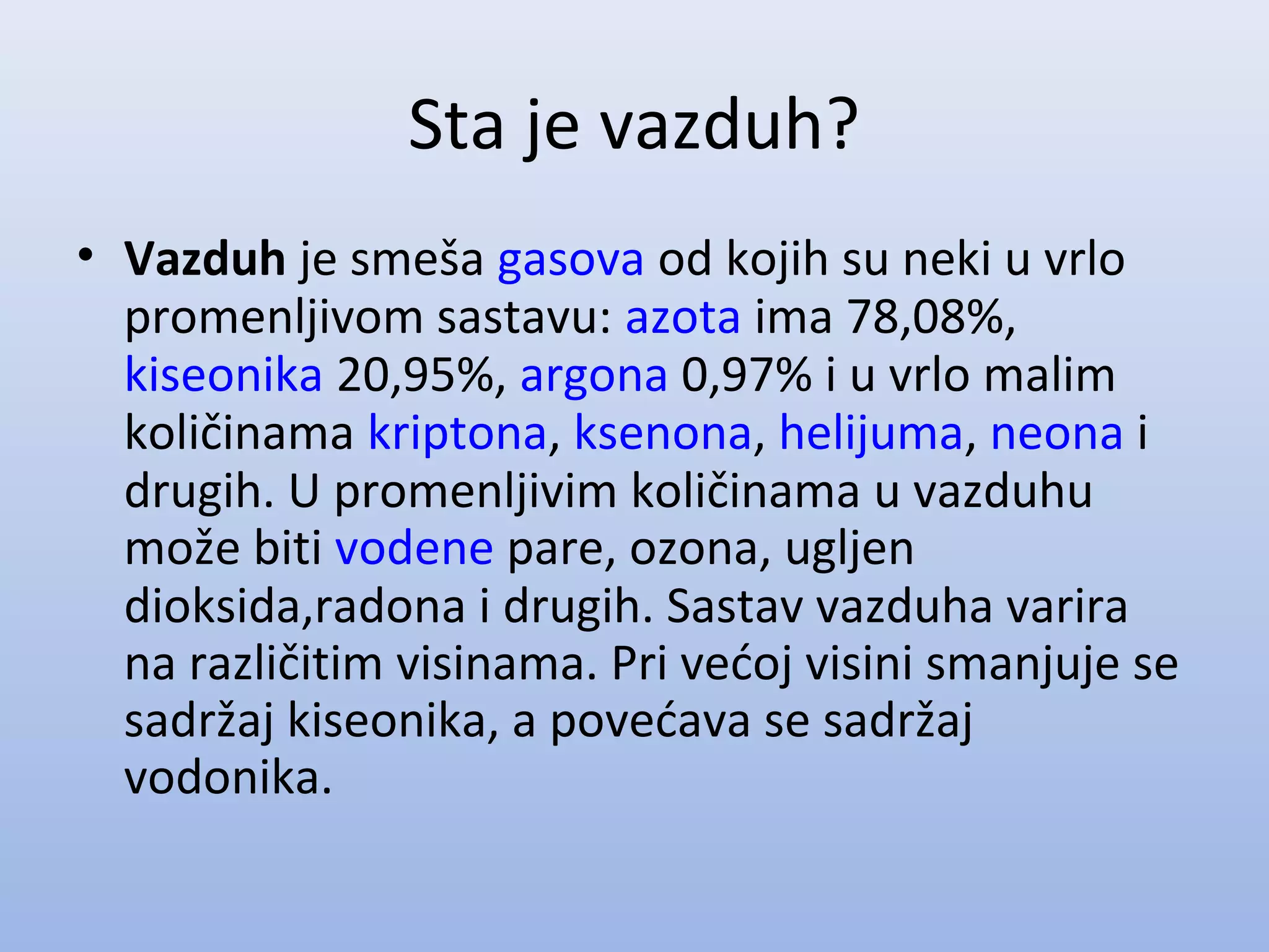 Zastita i zagadjenost vazduha [Ekologija-Biologija] Masinska skola ...