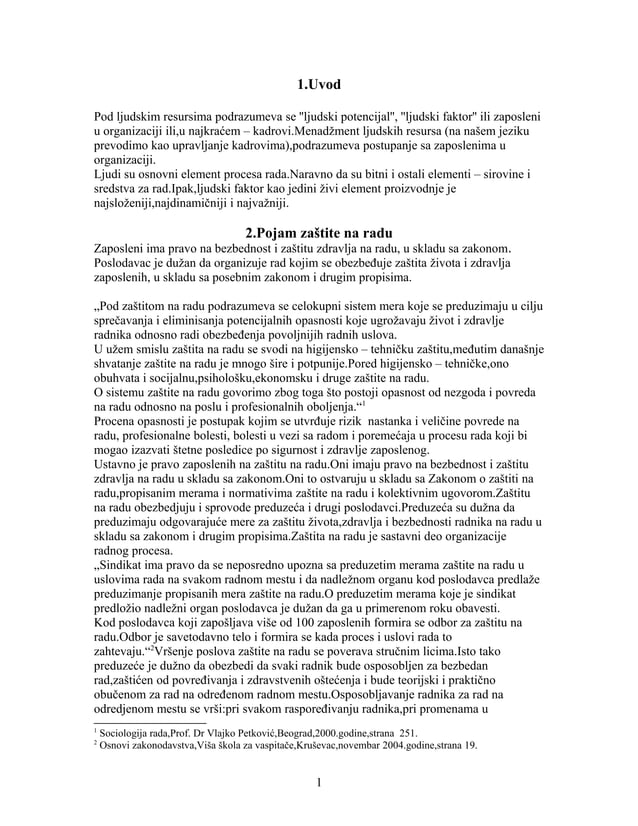 Zastita na radu upravljanje ljudskim resursima | PDF