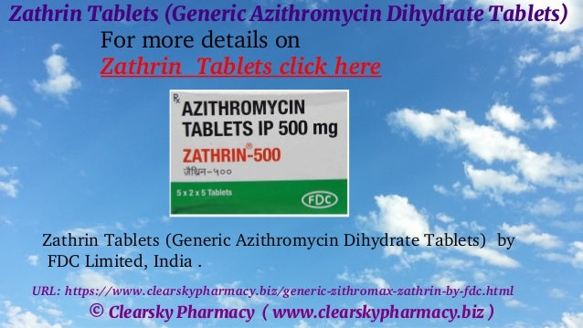 Zathrin Tablets (Generic Azithromycin Dihydrate Tablets) | PDF
