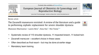 Zavanelli procedure, its use and complication | PPTX