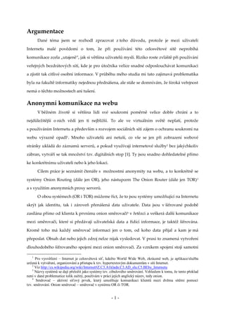 Anonymni komunikace na webu | PDF