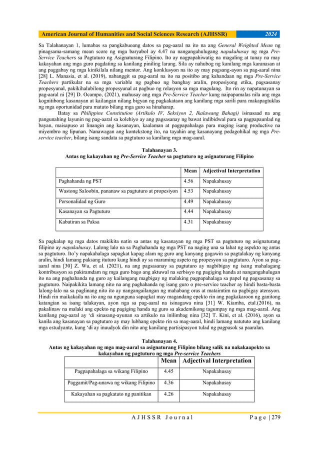 Kakayahan ng mga Pre-Service Teachers sa Pagtuturo ng Asignaturang Filipino | PDF