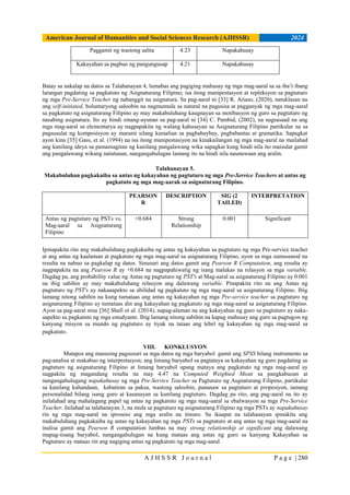 Kakayahan ng mga Pre-Service Teachers sa Pagtuturo ng Asignaturang Filipino | PDF