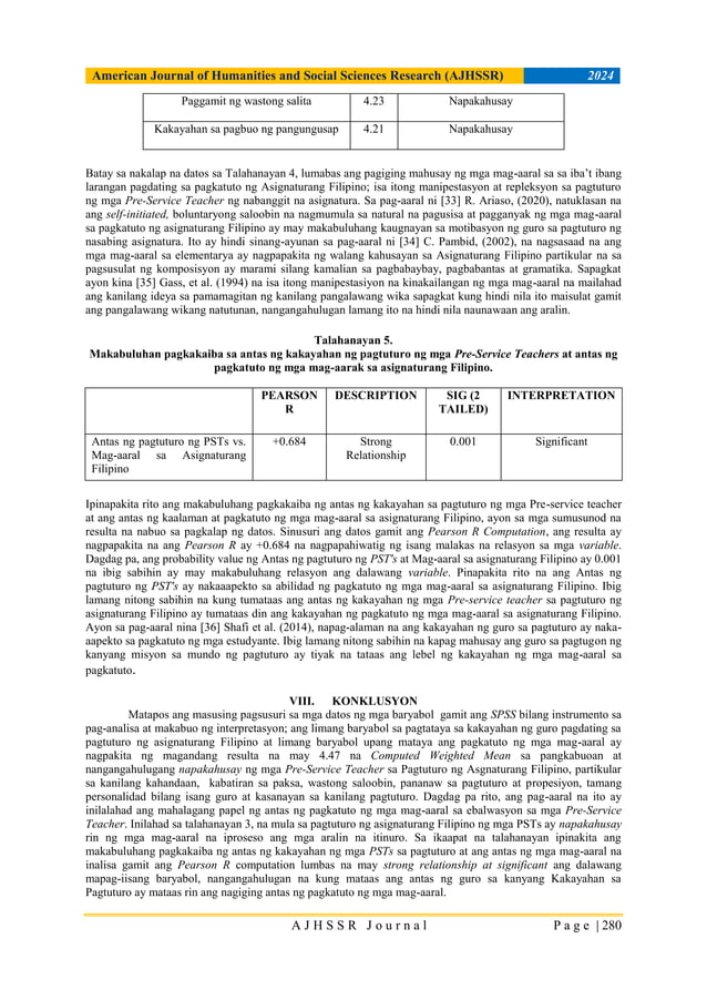 Kakayahan ng mga Pre-Service Teachers sa Pagtuturo ng Asignaturang Filipino | PDF