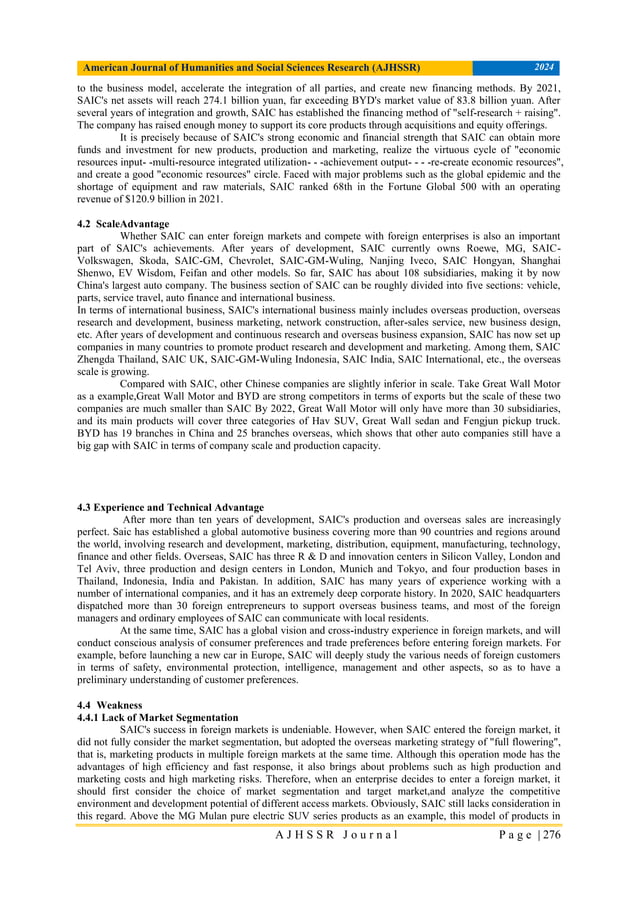 ANALYSIS OF SAIC’S TRANSNATIONAL MARKETING STRATEGY UNDER THE ...