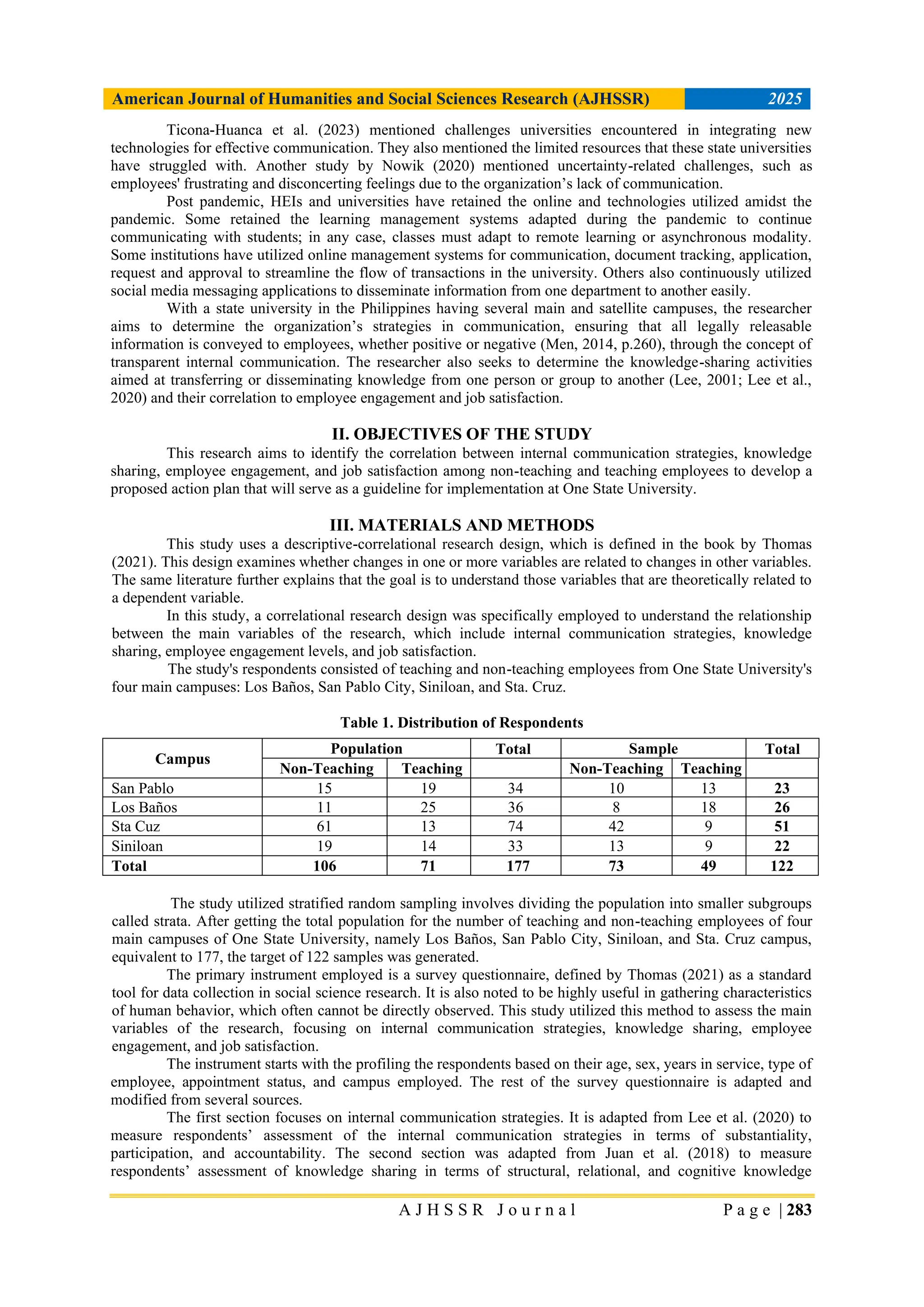 Correlational Study on Internal Communication Strategies, Knowledge ...