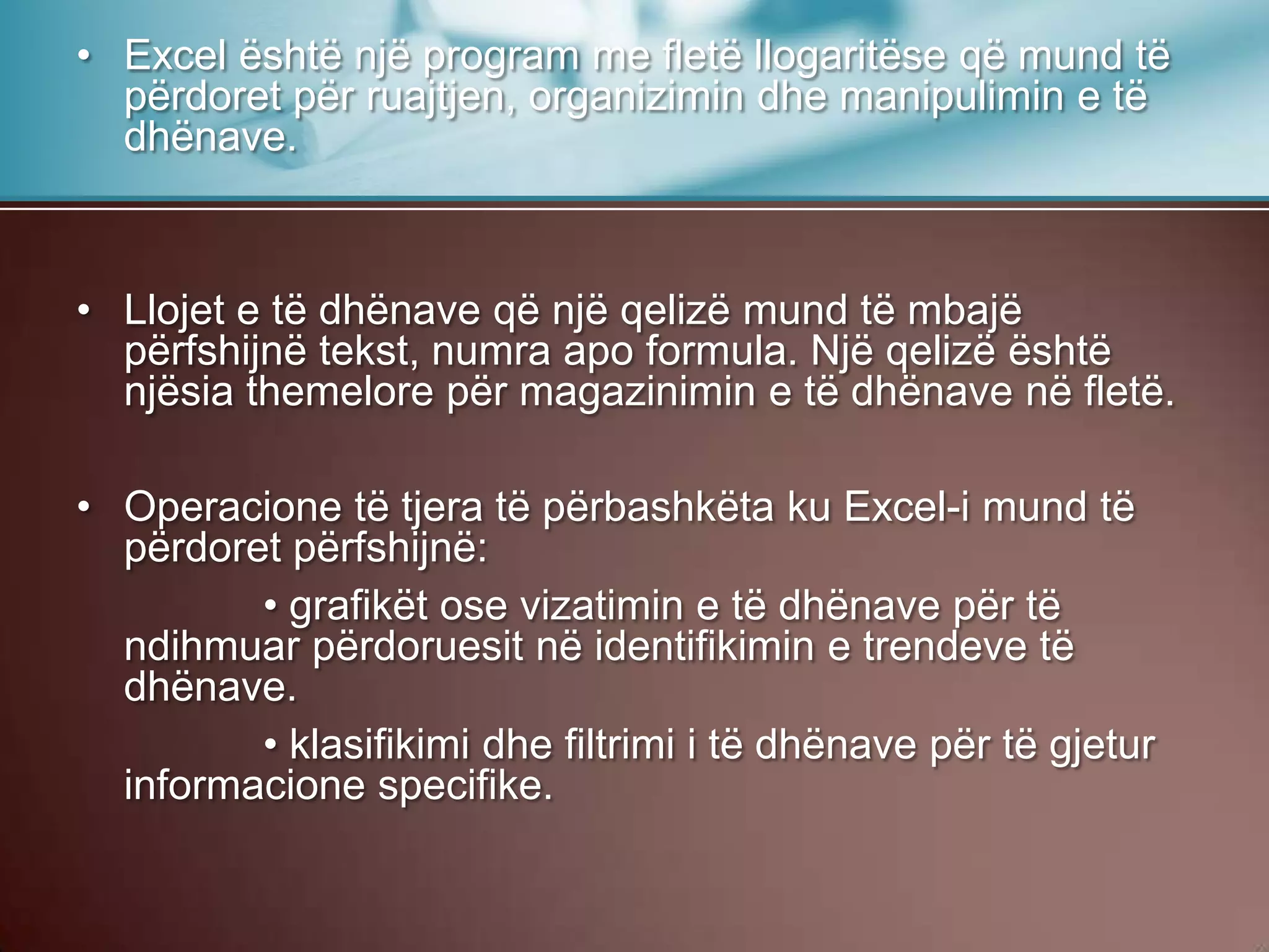 Zbatime te exel-it ne fusha te ndryshme | PPTX