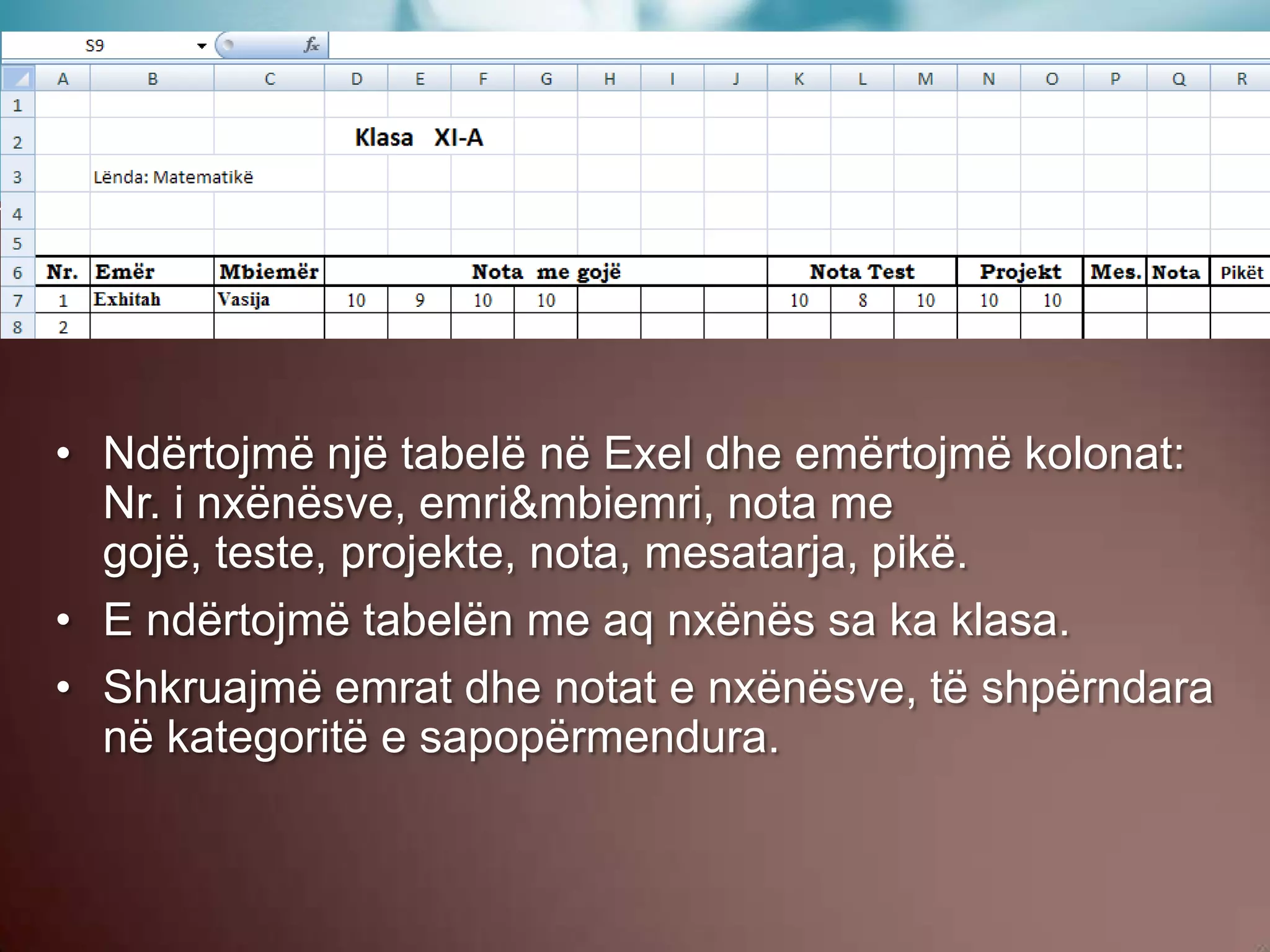 Zbatime te exel-it ne fusha te ndryshme | PPTX