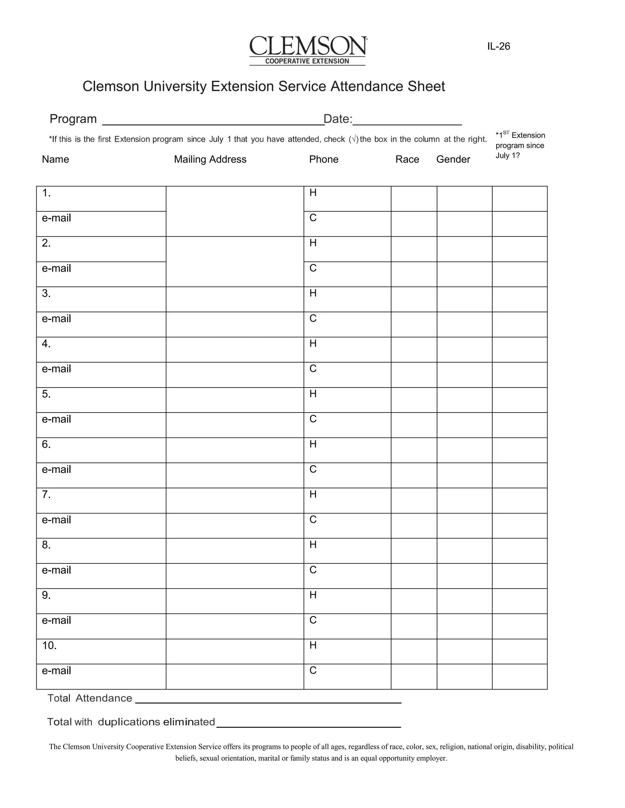 Extension attendance sheet[1] | PDF