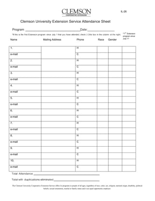 Extension attendance sheet[1] | PDF