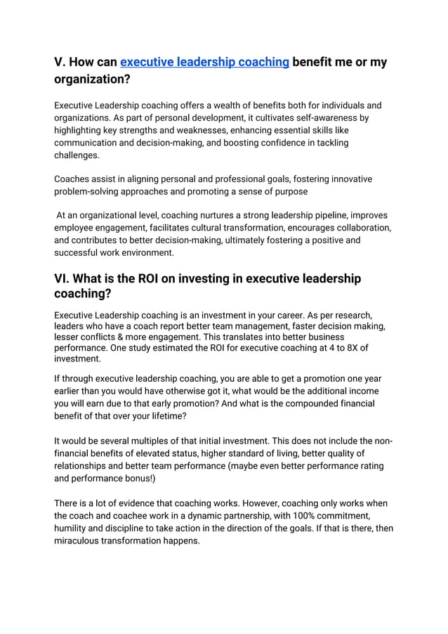 What is Executive Leadership Coaching?: A Comprehensive Overview | DOCX