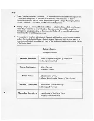 Revolutionary Leadership Lesson Plan | PDF | Education industry ...