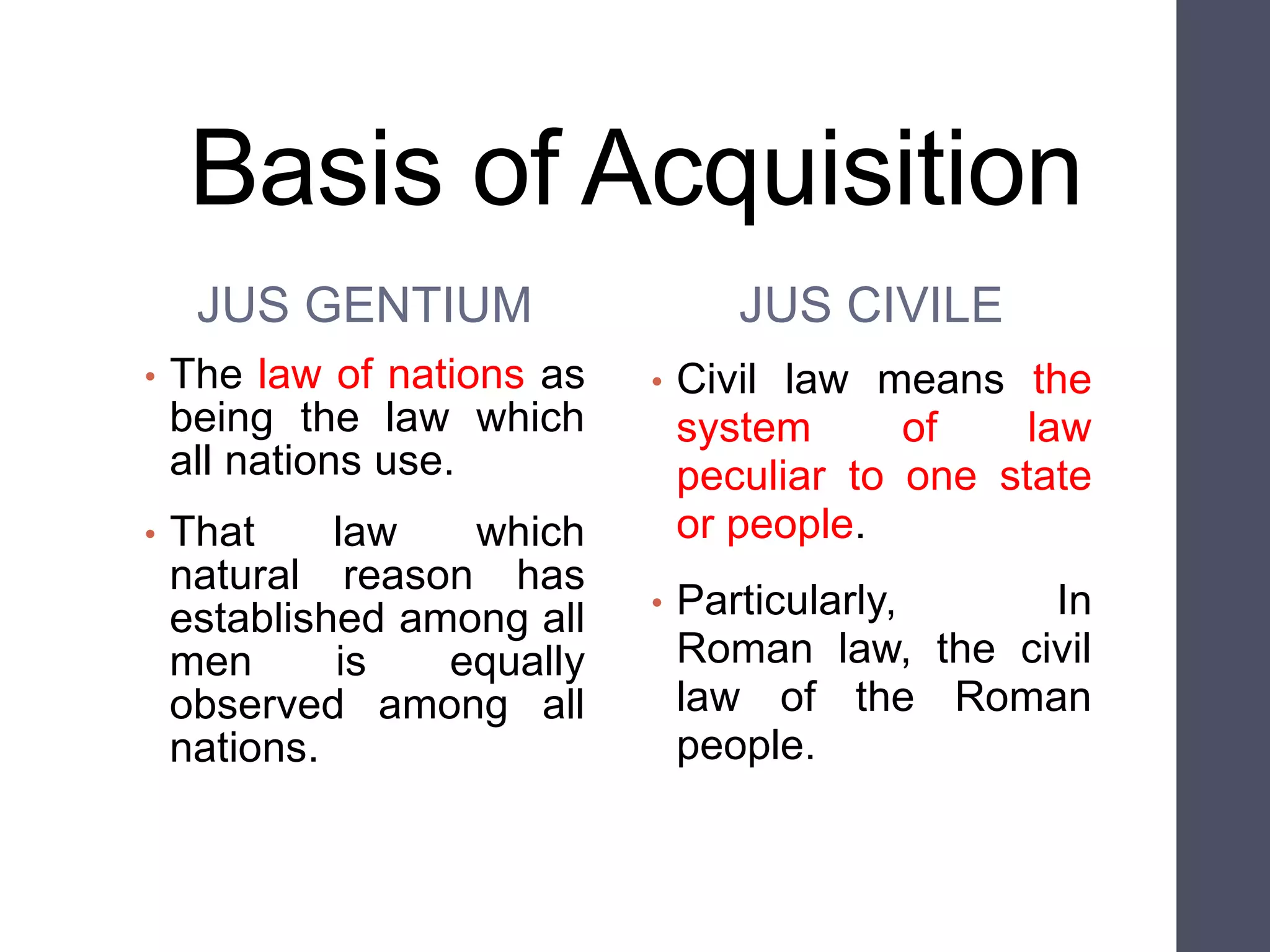 Principles of Roman Law: Law of Property | PPTX