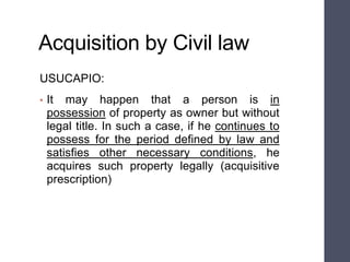 Principles of Roman Law: Law of Property | PPTX