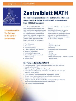 Zentralblattmath brochure | PDF | Desktop Publishing | Computer Software and Applications