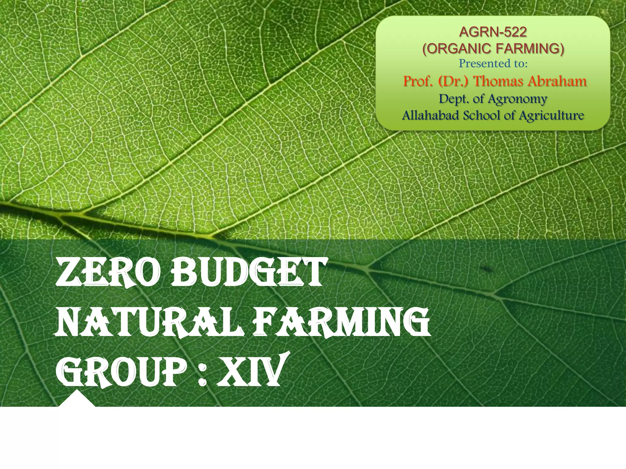 ZERO BUDGET NATURAL FARMING | PPTX