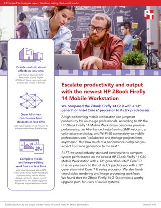 Escalate productivity and output with the newest HP ZBook Firefly 14 Mobile Workstation | PDF