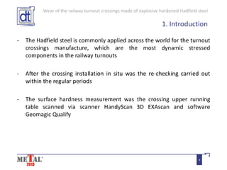 WEAR OF THE RAILWAY TURNOUT CROSSINGS MADE OF EXPLOSIVE HARDENED ...