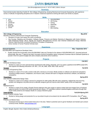 zbresume112716 | PDF | Computing | Technology & Computing