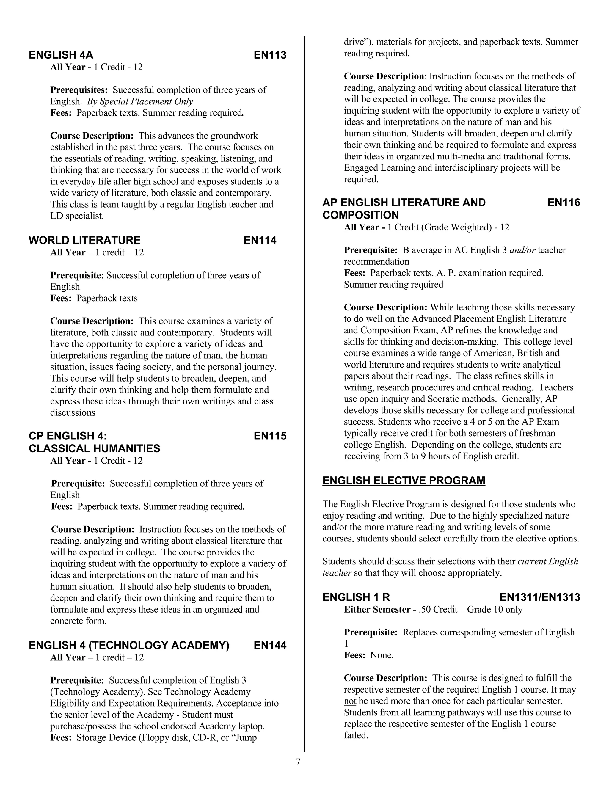 Zbths 2009 10 Course Guide | PDF