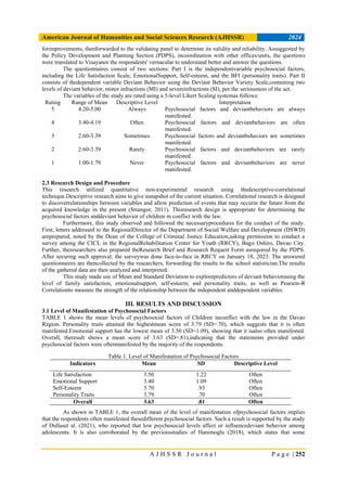 Psychosocial Factors and Deviant Behaviors of Children in Conflict with ...